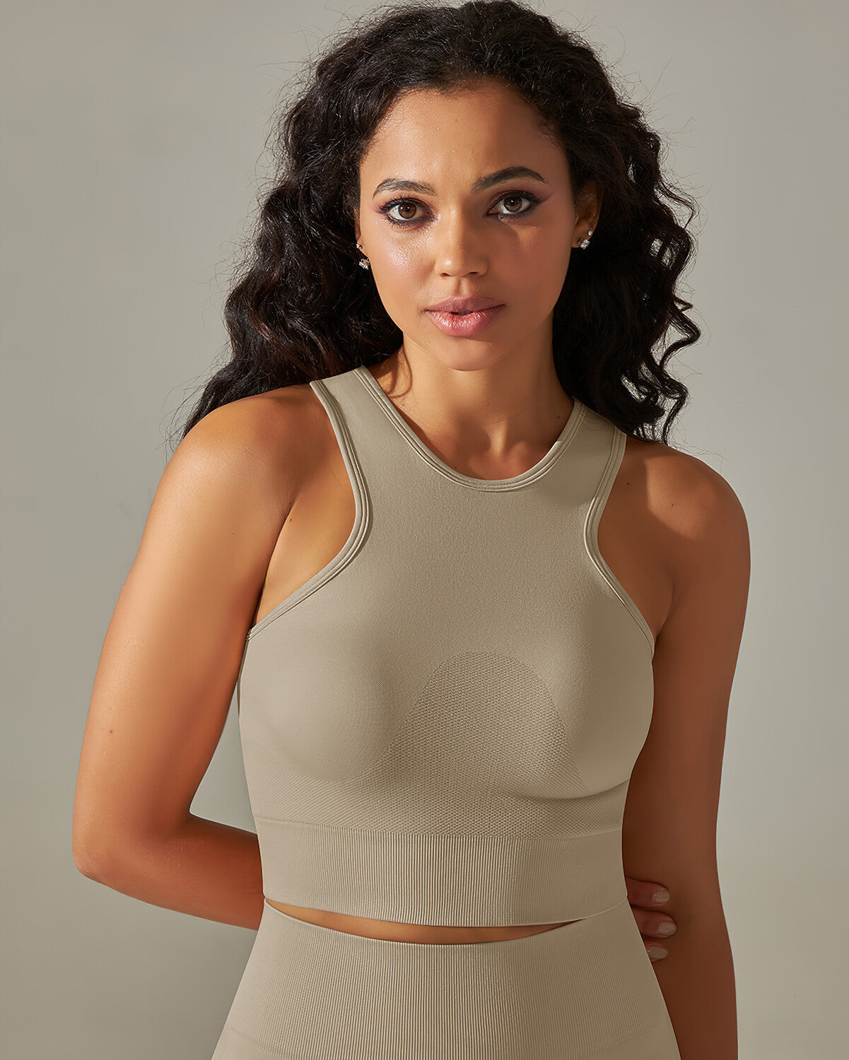 Cleo Crop Top Khaki Amelia Activewear