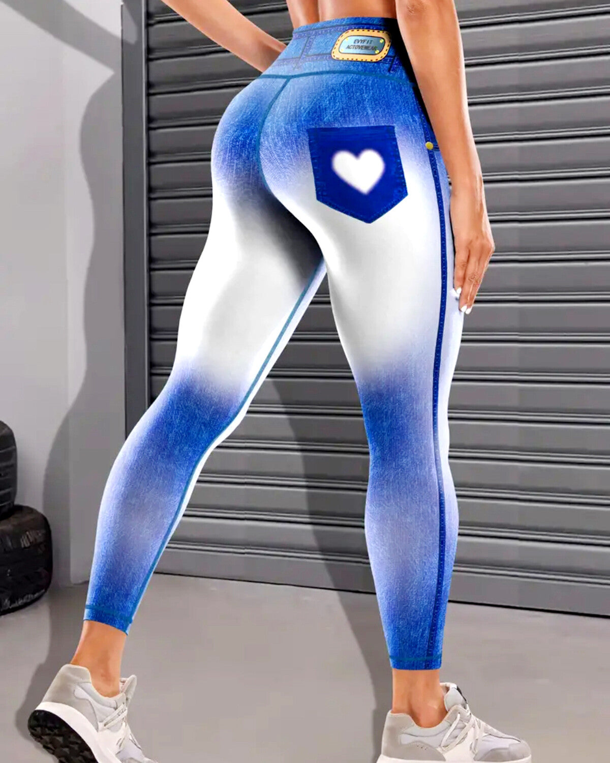 Denim Delight Leggings - Jeanheart Blue – Amelia Activewear